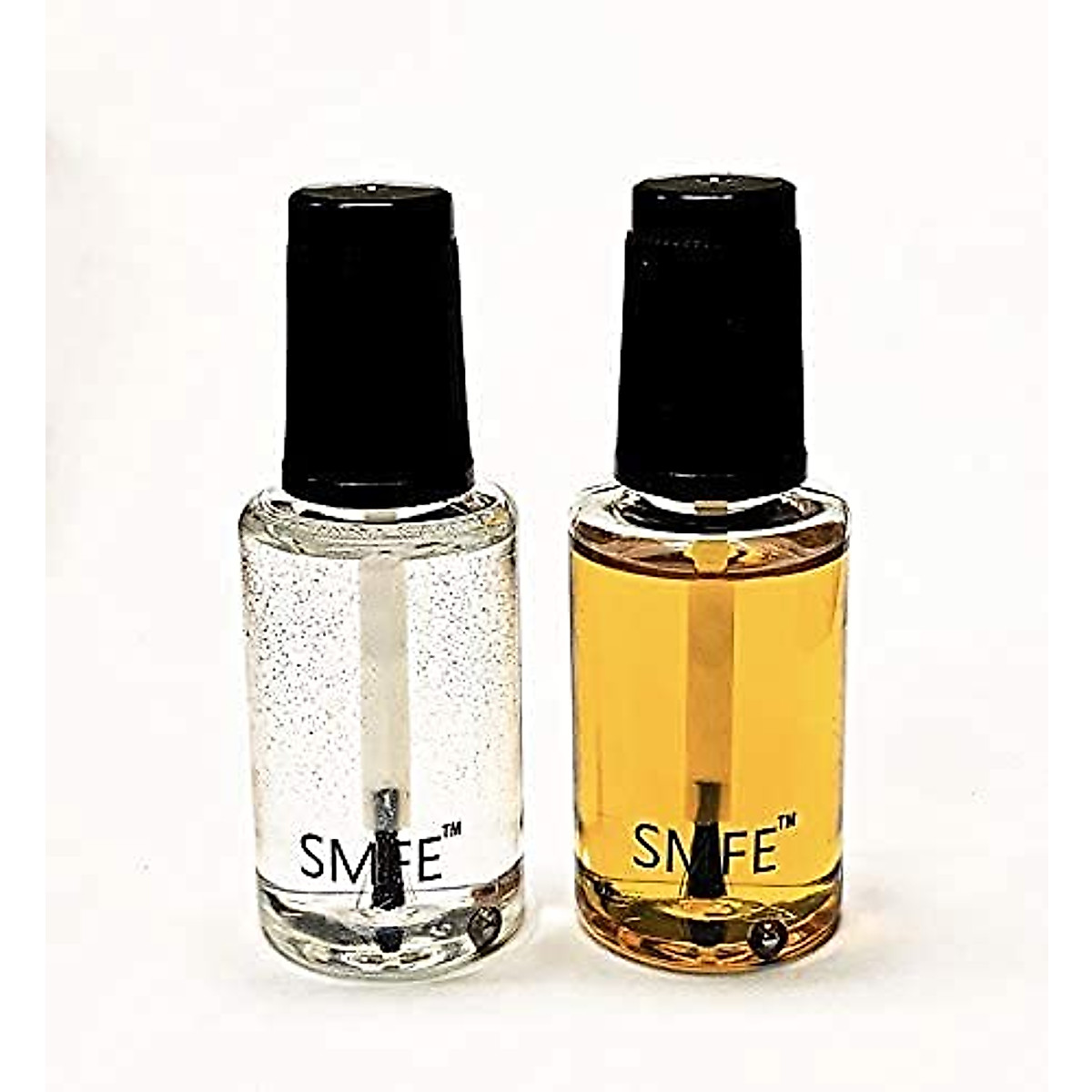 SMFE 20ml Plastic Empty Refillable Nail Polish Touch Up Bottle with Mixing Marble, Conservation Insert and Brush Top, Pack of 2