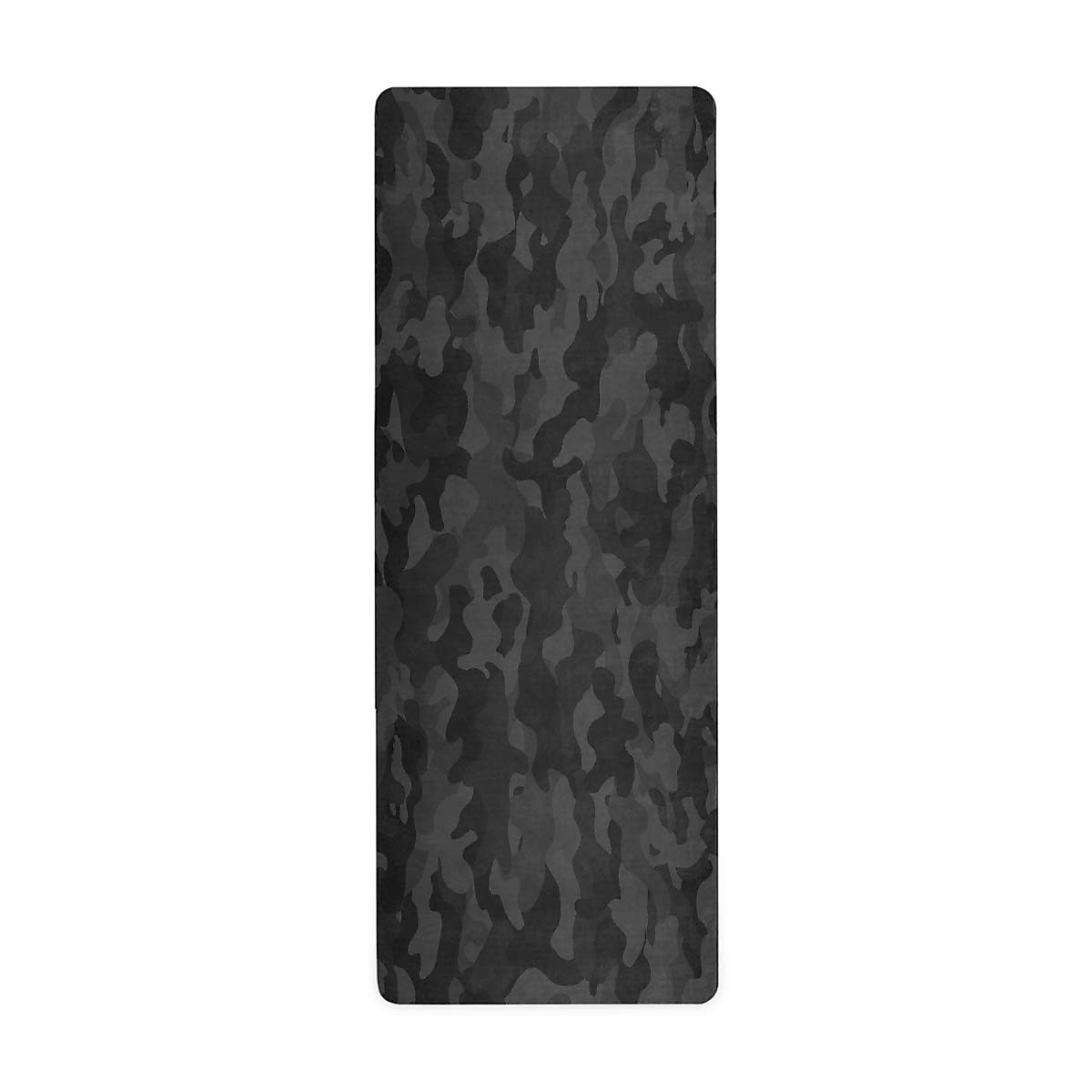 Qilmy Black Camouflage Yoga Mat Non Slip Hot Yoga Mat, Yoga Towel & Mat 2in1 Lightweight & Optimal Cushioning 71"x 26" Thickness 1mm