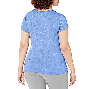Hanes womens Sport Heathered Performance V-neck Tee Shirt, Awesome Blue Heather, Large US
