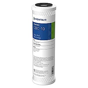 Pentair Pentek CBC-10 Carbon Water Filter, 10-Inch, Under Sink Carbon Block Replacement Cartridge with Bonded Powdered Activated Carbon (PAC) Filter, 10" x 2.5", 0.5 Micron