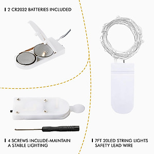 CAMANTU 12 Pack Led Fairy Lights Battery Operated, 7FT 20LED Valentines Day Lights Battery Operated Waterproof Silver Wire for DIY Bedroom Party Birthday Wedding Christmas Decorations(Cold White)