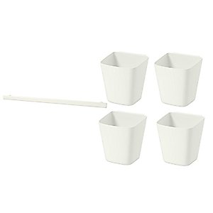SUNNERSTA Container, white, Set of 4 with Rail Hanger