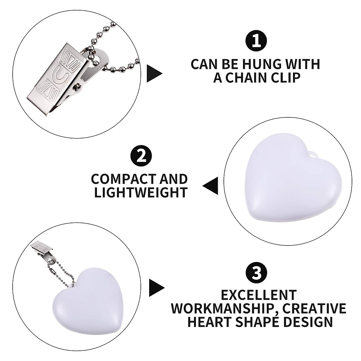 SOLUSTRE Purse Light Handbag Light Heart Shape LED Activated Night Light Women Girls Handbag Accessories White