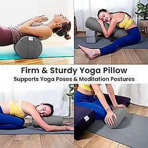Sol Living Yoga Bolster Pillow Cotton Meditation Cushion Meditation Accessories for Restorative Yoga Meditation Pillow Cylindrical Yoga Pillow Firm Body Pillow Bolster Pillow for Legs Removable Cover
