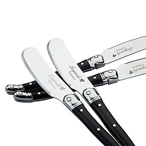 Laguiole by FlyingColors Butter Spreaders Knife Set Cheese Knife Set Stainless Steel Black Color Handle 4 Pieces