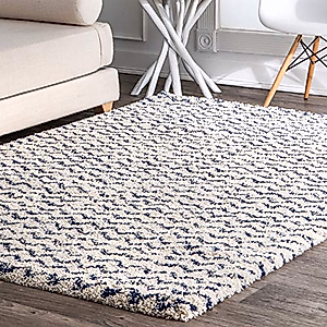 nuLOOM Cuellar Chevron Shag Area Rug, 4' x 6', Navy