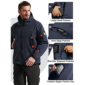 FREE SOLDIER Men's Outdoor Waterproof Soft Shell Hooded Military Tactical Jacket (Dark Navy XX-Large/US)