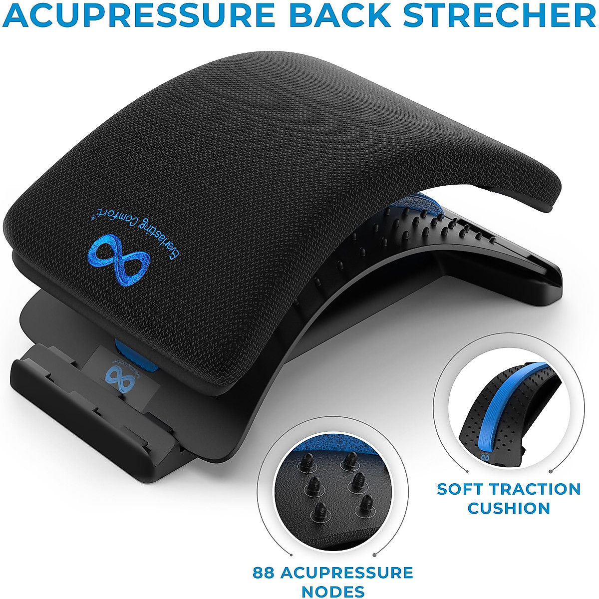 Back Stretcher for Lower Back Pain Relief - Get Spine Decompression & Back Decompression with This Adjustable Back Stretching Device - The Ultimate Back Pain Relief Products - Everlasting Comfort