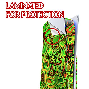 ITS A Skin Skins Compatible with Sony Playstation 5 Console Disc Edition - Protective Decal Overlay Stickers wrap Cover - Green Glass Trippy Psychedelic