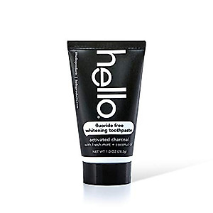 Hello Travel Size Activated Charcoal Epic Whitening Toothpaste, 6 Count | SLS Free, Fluoride Free