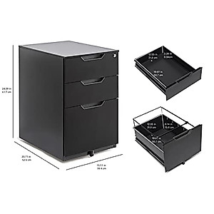 Amazon Basics 3 Drawer Mobile File Cabinet with Lock, Black