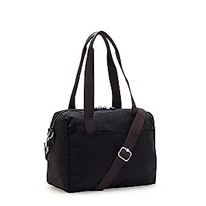 Kipling womens Women's Klara Handbag, Organize Accessories, Removable Shoulder Strap, Dual Carry Handles, Crinkle Handbag, Black Tonal, 12.25 L x 8.5 H 6 D US