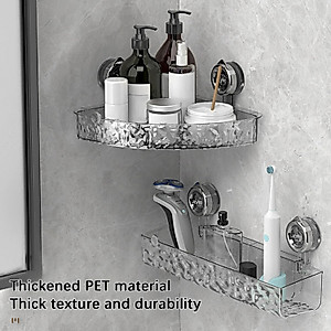 IZIVE 2024 Suction Shower Caddy Light Luxury Style Glacier Pattern Suction Cup Shelf Shower Basket Wall Mounted Drill-Free Removable Multifunctional Bathroom Caddy Shower Organizer (deep+small)