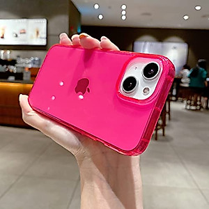 OWLSTAR Cute Neon for iPhone 14 Case & iPhone 13 Case Clear, Flexible Slim TPU Shockproof Transparent Bumper Protective Phone Case for Women and Girls (Hot Pink)