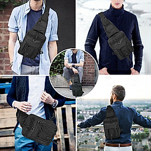 LarKoo Tactical Chest Sling Pistol Bag Concealed Carry Handgun Chest Crossbody Pack Holster Shoulder Bag for Right Left Hand Ambidextrous