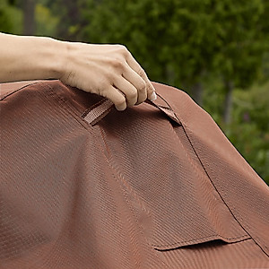 Gartree Fire Pit Cover Round 32'' DIA x 24'' H, Waterproof 600D Heavy Duty Gas Firepit Cover for 30-32 Inch Propane Fire Table Outdoor Fire Bowl with Air Vents Buckles, Brown