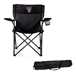 PICNIC TIME NCAA NC State Wolfpack PTZ Camp Chair, Picnic Chair, Beach Chair with Carrying Bag, (Black), 20.5 x 33 x 34