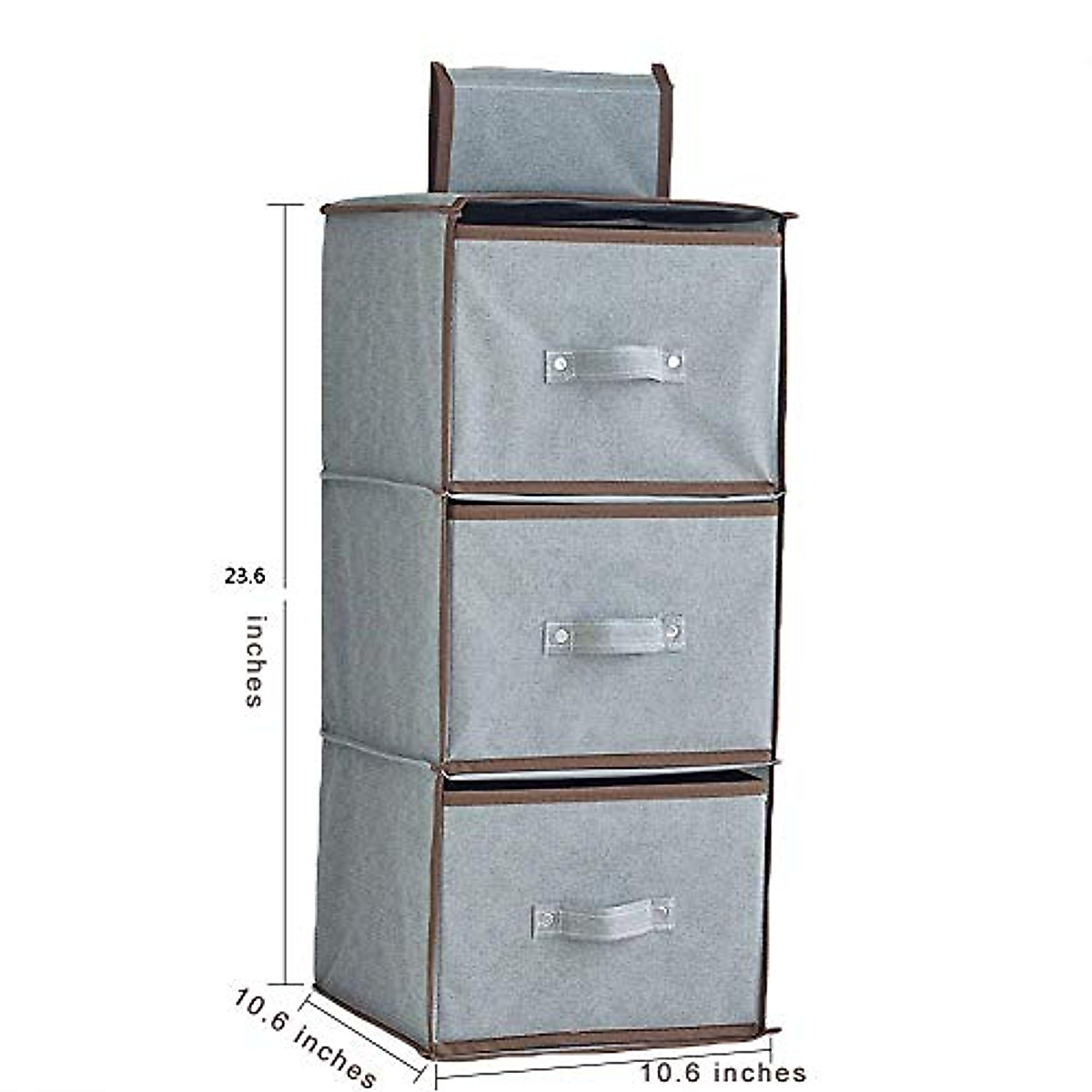 Adou 3 Shelf Hanging Closet Organizer 3 Drawers, Hanging Collasible Closet Storage Shelves, Canvas Hanging Closet Storage Organizer with Drawers for Clothing&Sweaters