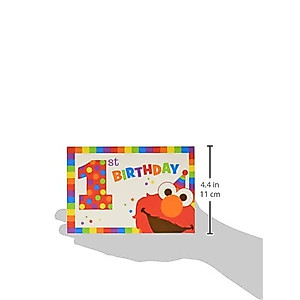 Amscan Sesame Street Elmo Turns One Postcard Invitation. 8ct, Multicolor, 4 1/4" x 6 1/4" (491835)