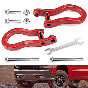 JDMON Compatible with Front Bumper Tow Hook Chevy Silverado 1500 Chevy Silverado 1500 2019 2020 2021 2022 Replaces 84280202 2Pcs (Red)