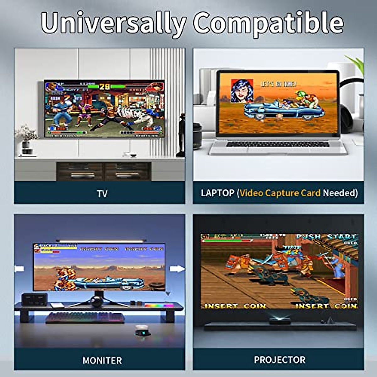 HeavenBird Wireless Retro Game Console, HD Classic Games Stick Built in 10 Emulators with 10000+ Games and Dual 2.4G Wireless Controllers, 4K HDMI Output Video Games for TV, Gift for Adults & Kids