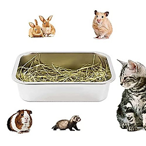 CHIHUOBANG Stainless Steel Cat Litter Pan Never Absorbs Odor No Residue Build Up Rust Resistant Easy Cleaning Litter Box 4" High Rabbit Litter Box Large