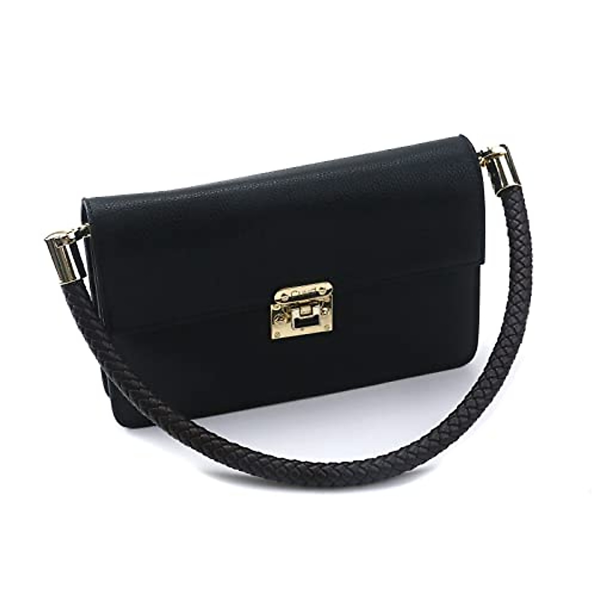 Semetall Handbags Replacement Straps 2Pcs 52cm/20.5" PU Leather Shoulder Bag Straps Handbag Handles Purse Belt Wallet Straps with Gold Spring Buckle(Black)