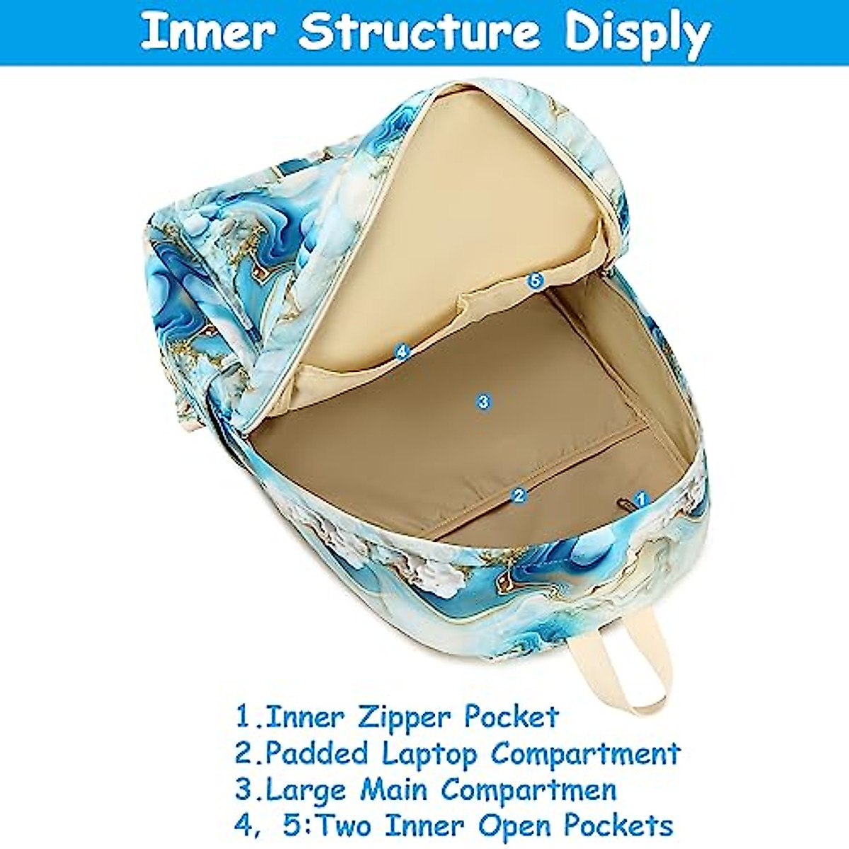 Bluboon Teen Girls School Backpack Kids Bookbag Set with Lunch Box Pencil Case Travel Laptop Backpack Casual Daypacks