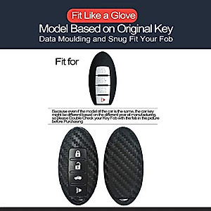 2pcs Compatible with Nissan 4 Buttons Smart Carbon Fiber Looks Silicone Case Remote Key Fob Cover for 2002-2018 Nissan 350Z Altima Armada GT-R Maxima Murano Quest Sentra, Infiniti FX35 FX37 Q40 Q45