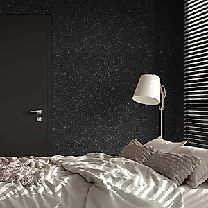 VEELIKE Black Glitter Wallpaper 15.7''x118'' Peel and Stick Sparkly Glitter Black Contact Paper Decorative Self Adhesive Removable Glitter Fabric Wall Paper Roll for Bedroom Wall Decor Cabinets