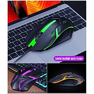 No/Brand Gaming Keyboard, Wired Keyboard with Mouse Combo, Gaming Player Kit with LED-Backlit Keyboard, Silent Gaming Mouse Kit for PC Laptops