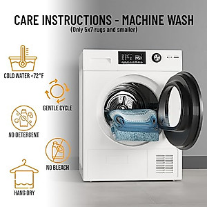 Ottomanson Ottohome Non-Slip Rubberback Bordered Design 3x5 Indoor Area Rug, 3'3" x 5', Turquoise