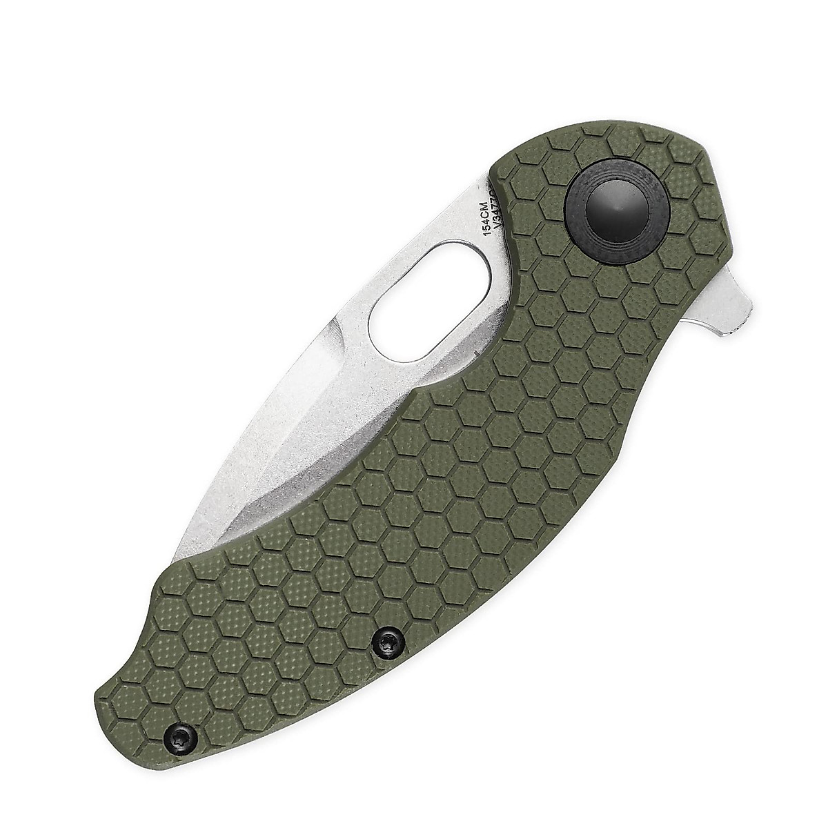 Kizer Roach Mini Green Pocket Knife, 154CM Steel G10 Handle 3 Inch Folding Survival Knife with Thumb Hole, Removable Flipper Tab Hunting Knife, V3477C1