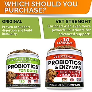 Omega 3 + Vet Strength Dog Probiotics Bundle - Allergy &Itch Relief Skin & Coat Supplement - 1 Billion CFU + Digestive Enzymes - Diarrhea, Gas, Constipation, Upset Stomach Relief - 300ct - Made in USA