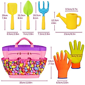 Gardening Tools Toy Set for Girls Boys with Beatiful Storage Bag, Watering Can, Gardening Gloves, Shovels, rake, Apron, Sun Hat kit for Children Kids Outdoor Play and Dress up Clothes Role Play