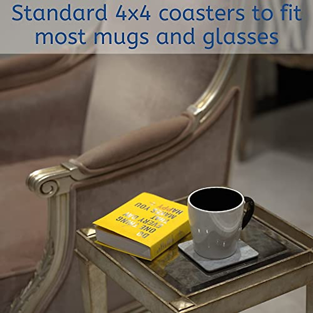 Premium Felt Coasters for Drink, Absorbent Felt Protects Furniture, Table, Desk 4x4 Inch by AA Wonders (Pack of 18, Square)