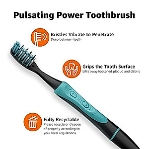 Amazon Basics Pulsating Deep Cleaning Toothbrushes, 2 Count, 1-Pack
