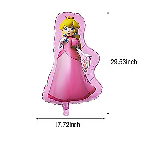 Happy Birthday Set Princess Peach Foil Balloons for Kids Birthday Baby Shower Princess Theme Party Decorations