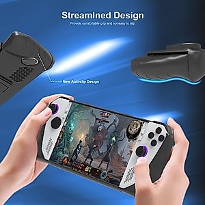 Full Protective Case for ASUS Rog Ally 2023, Rog Ally TPU Case with Detachable Front Shell Cover and Kickstand for ROG Ally Gaming Handheld Cover Case Accessories, Anti-Scratch Design, Black_Grey