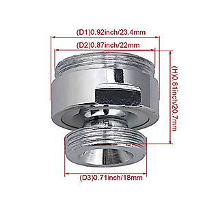 RDEXP Tap Aerator Male Thread 18mm to 22mm Water Faucet Adaptor 360 Degree Copper