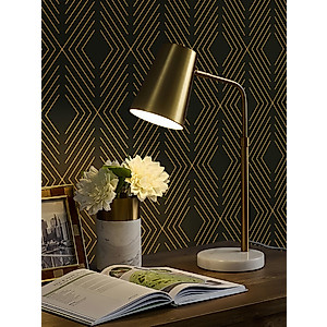 LiKiLiKi Geometric Peel and Stick Wallpaper Black and Gold Wallpaper Modern Contact Paper Boho Removable Self-Adhesive Decorative Wallpaper for Cabinets Bathroom Bedroom Kitchen Vinyl Roll 17.3”x118”