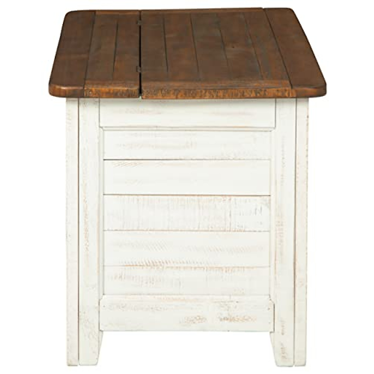Signature Design by Ashley Dashbury Rustic Farmhouse Storage Trunk or Coffee Table, Antique White & Brown