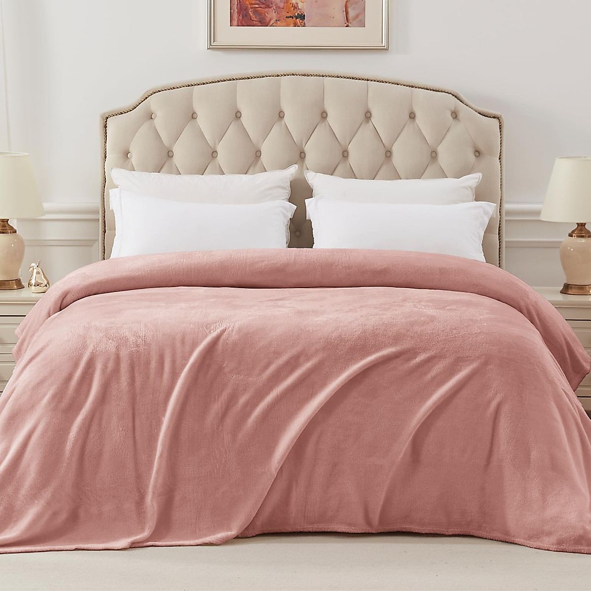 Exclusivo Mezcla Fleece Blanket Twin Size for Bed, Super Soft and Warm, All Season Use, Cozy, Plush, Lightweight, 60x80 Inches Dusty Pink