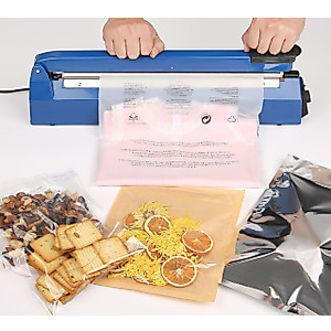 Impulse Sealer 16 inch Manual Heat Sealer Machine with Adjustable Heating Mode, ABS Shrink Wrap Bag Sealers for Plastic PE PP Bags, Portable Poly Bag Sealing Machine with Extra Replace Kit (blue)