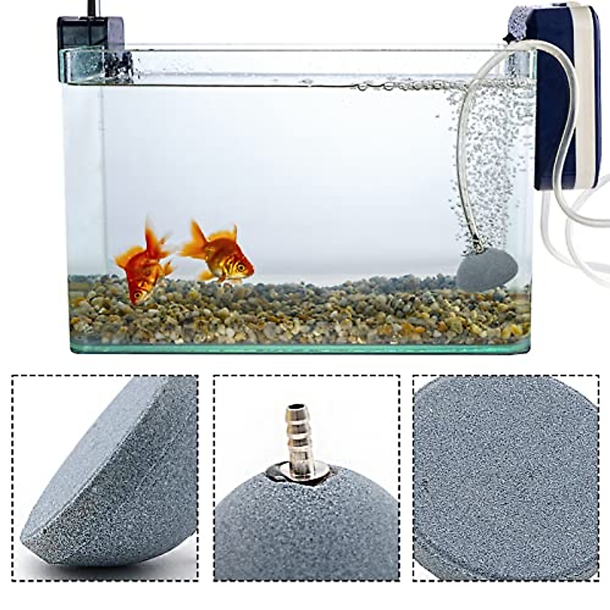BLLREMIPSUR 2 Inch Air Stone Aquarium Bubble Diffuser, Hemisphere Shaped Airstones Oxygen Stone for Fish Tank, Pump and Hydroponics, Fits for 0.157 Inch / 4 mm Inner Dia Tube