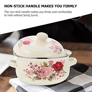 Operitacx Enamel Stock Pot Stew Bowl Vintage Soup Pot Stew Pan Enamel Cookware 18CM For Cooking Hot Pot Bibimbap and Soup