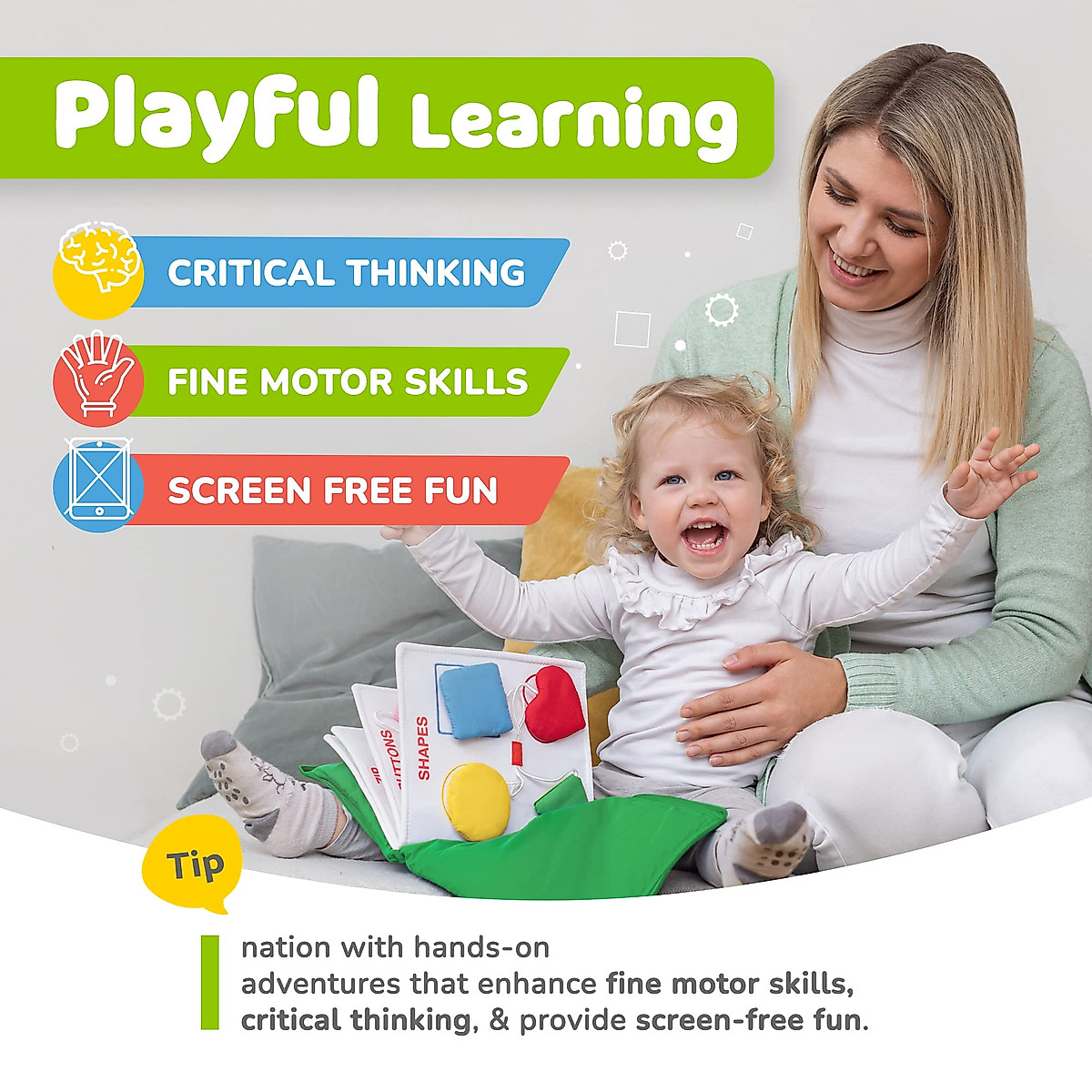 deMoca Busy Book for Toddlers 1-3, Quiet Book Montessori Toy for Toddlers, Travel Toy with 9 Activities, Learning Kids Felt Toy for Boys & Girls, Packaging May Vary