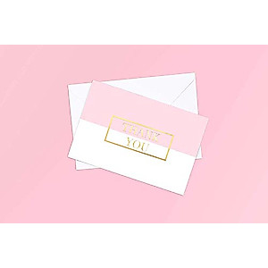 60 Gold Foil Thank You Cards- Elegant Thank You Cards - Thank You Greeting Cards Embossed In Fancy Gold Letters - Baby Shower, Bridal, Wedding Thank You Cards- Include 60 Envelopes- 4 x 6 inches
