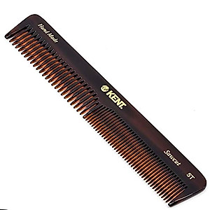 Kent 5T 6.6 Inch Double Tooth Hair Dressing Comb, Fine and Wide Tooth Dresser Comb For Hair, Beard and Mustache, Coarse and Fine Hair Styling Grooming Comb for Men, Women and Kids. Made in England