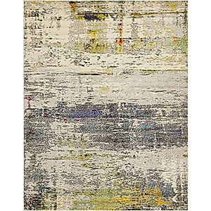 Unique Loom Chromatic Collection Modern Rustic & Vibrant Abstract Area Rug for Any Home Décor, 8 ft x 10 ft, Beige/Gray